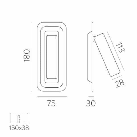 Applique sans Interrupteur Noir 18cm Boheme d'ACB Lighting - e-luminaire